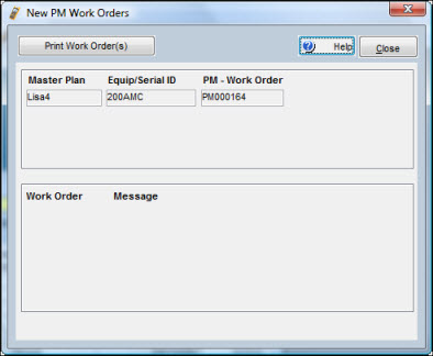 Creating PM Work Orders